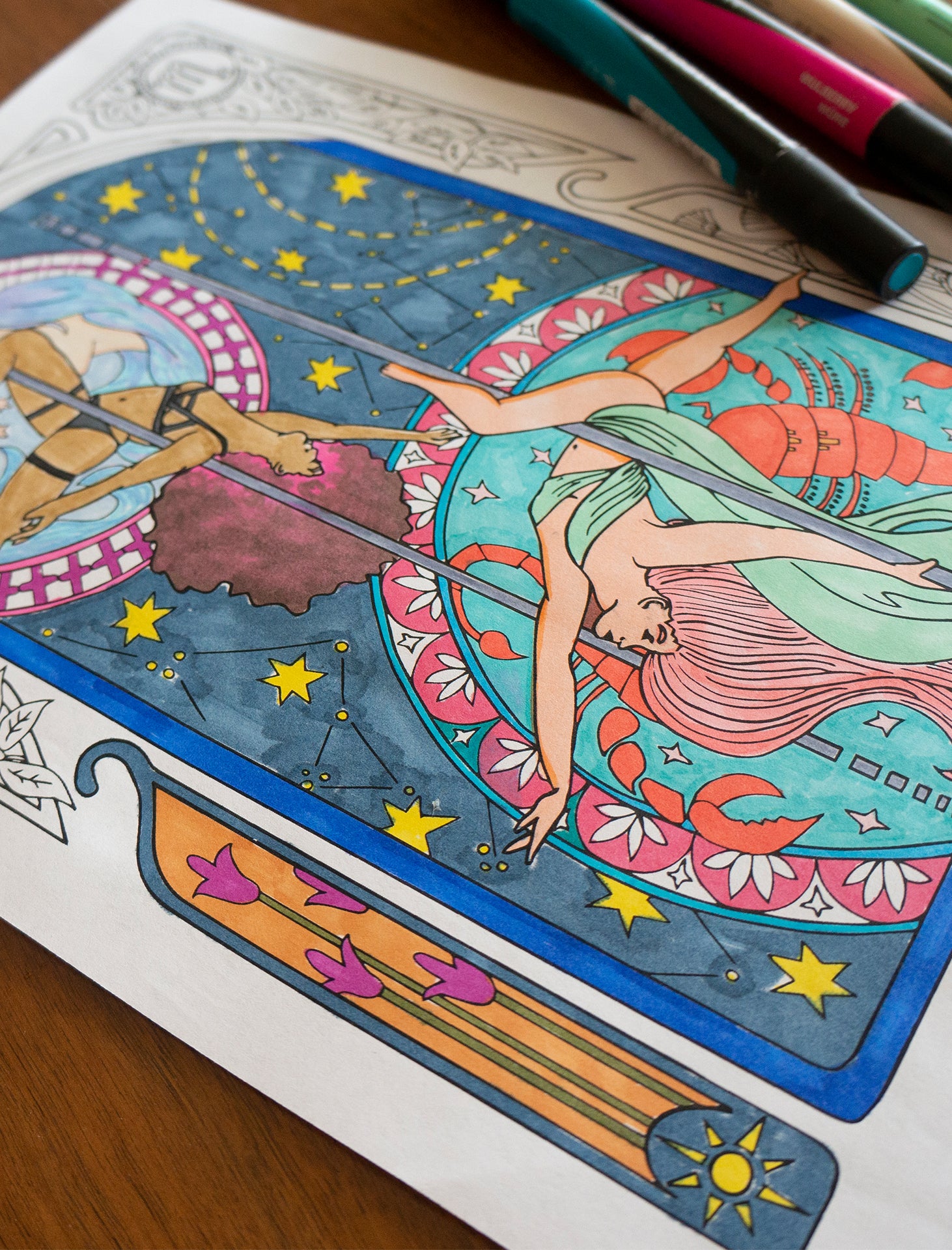 Scorpio & Gemini Pole Dance Digital Coloring Page 8.5" x 11" – Push and ...